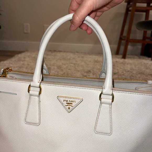 Prada | Bags | Prada Large Galleria Saffiano Leather Handle Bag White Authentic | Poshmark